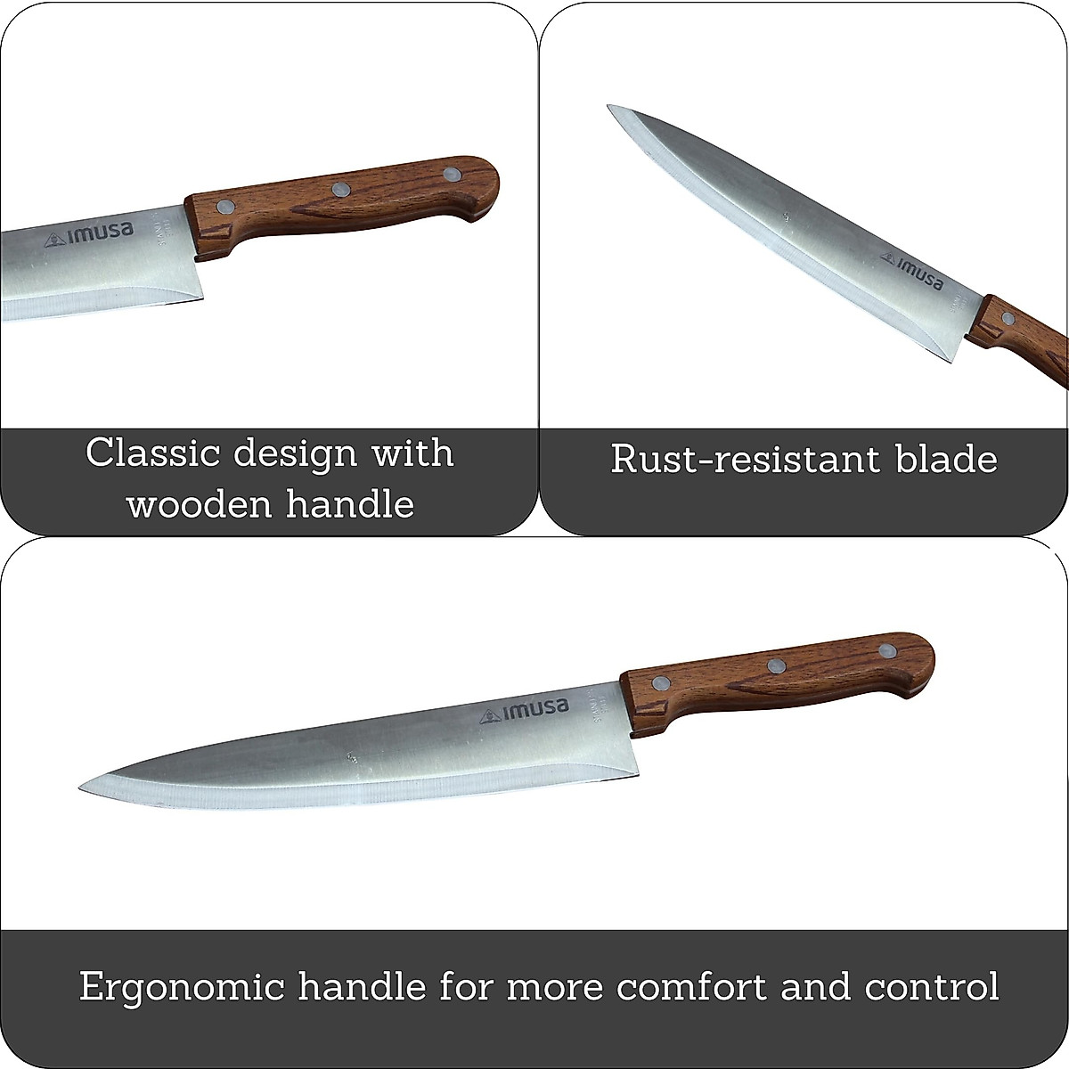 Imusa Knife, 8 Inches, Silver/Wood