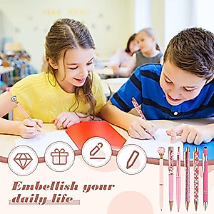 16 Pieces Crystal Diamond Fancy Pens for Kids Women Metal Ballpoint Pens Bulk Diamond Liquid Glitter Pen with Black Ink for Girl Bridesmaid Wedding Party Supplies School Office Easter (Pink Series)