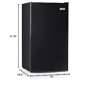 Igloo IRF32BK Single Door Compact Refrigerator with Freezer, Slide Out Glass Shelf, Perfect for Homes, Offices, Dorms, 3.2 Cu.ft