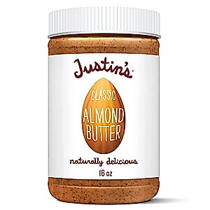 Justin's Classic Almond Butter, Only Two Ingredients, No Stir, Gluten-free, Non-GMO, Keto-friendly, Responsibly Sourced, 16 Ounce Jar, Pack of 1