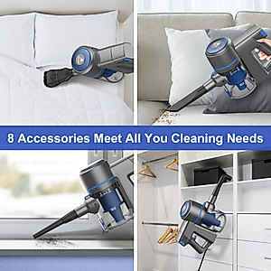 Intercleaner Corded Vacuum Cleaner, 17KPa Powerful Suction with 600W Motor, 10 in 1 Lightweight Bagless Stick Vac with Handheld, Ultra Quiet, for Hardwood Floor Carpet Car Pet Hair