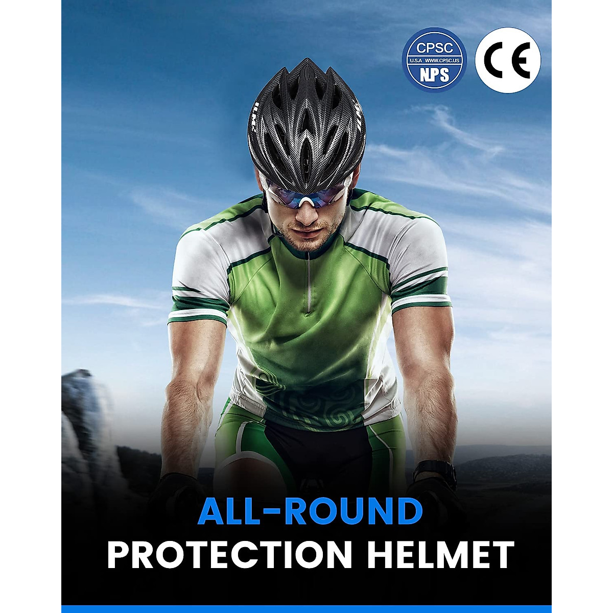 ILM Adult Men & Women Bike Bicycle Helmet, Lightweight Child Youth Mountain Road Cycling Helmets with Dial Fit Adjustment Model B2-21 (Carbon, XXL)