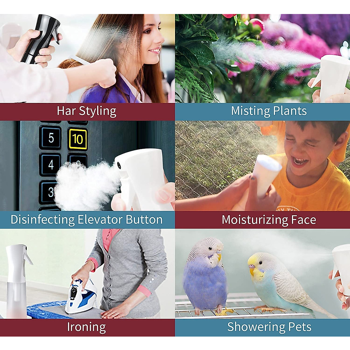 Continuous Hair Plant Mister Spray Bottle, Fine Empty Small Mist Spray Bottles, Water Alcohol Cleaning Mist Bottle for Curly Hair Styling Products,Plants,Barber Accessories