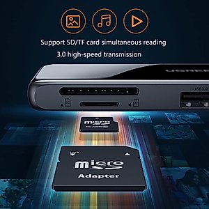 Port Expander USB-C Hub 6 in 1 Multiport USB-C Docking Station with 4K HDMI, 3 USB 3.0 Ports, SD/TF Card Reader, USB Splitter Adapter USB Splitter