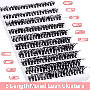 DIY Lash Extension Kit 200pcs Lash Clusters Eyelash Extension Kit 8-16MM Wispy Lash Clusters Kit C D Curl Individual Lashes Kit Eyelash Clusters by Ruairie