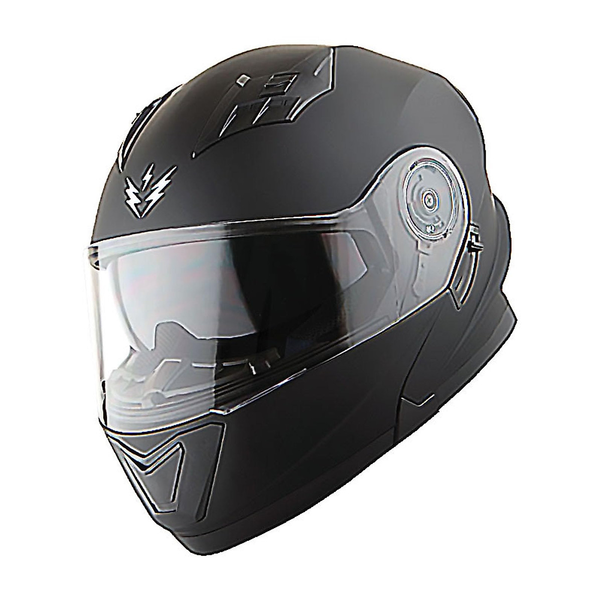 1Storm New Motorcycle Bike Modular Full Face Helmet Dual Visor Sun Shield with Rechargeable LED Tail Light: Matt Black