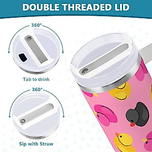 MCHIVER Colorful Ducks 30 oz Tumbler with Handle and Straw Stainless Steel Vacuum Water Bottle Leak-proof Travel Coffee Mug Thermos Water Bottle for Water Iced Tea Coffee
