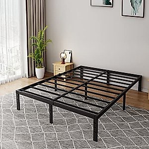 LOBEEDD 18 Inch Full Size Bed Frame Tall Heavy Duty Metal Platform Bed Frames with 3500 lbs Steel Slat Support/No Box Spring Needed/Easy Assembly/Noise Free (Black)