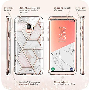 i-Blason Cosmo Series Case for Galaxy S9 (2018 Release), Slim Full-Body Stylish Protective Case with Built-in Screen Protector (Marble)