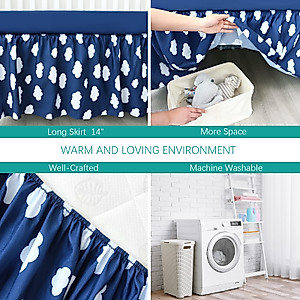 Crib Skirt Fit Standard Crib or Toddler Bed with Adjustable Straps Easy On/Off Pleated Dust Ruffled up to 14" Drop Cute Print for Girls and Boys Crib Bed Skirt Machine Washable