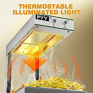 PYY French Fry Warmer Food Warmer Fries Countertop Food Heat Lamp for Chips Commercial Heat Light Free-Standing Warming Dump Station Churros Fried Food (Silver)