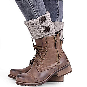 Winter Cable Knit Leg Warmers, Short Women Crochet Boot, Black, Size Normal