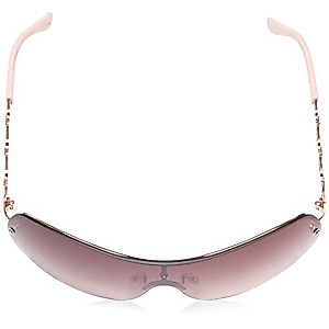 Southpole 1023SP Women's Metal UV Protective Chain Link Temple Rectangular Shield Sunglasses. Cool Gifts for Her, 140 mm, Rose Gold & Rose, 70 mm