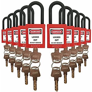 SAFBY Lockout Tagout Locks Loto Safety Padlock, Keyed Differently, OSHA Loto Safe Padlocks for Lock Out Tag Out Stations and Devices