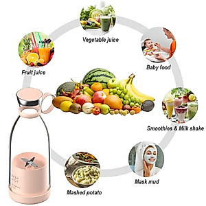 Portable Blender, Multifunctional Personal Size Blender with USB Rechargeable, Mini Smoothie Blender , Hand Blender for Home Office Gym Travel,A fancy gift (Pink)