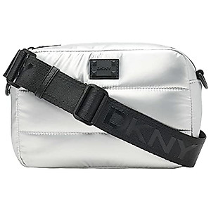 DKNY womens Dkny Avia Camera Bag Crossbody, Silver/Black, One Size US