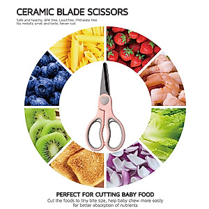 Ceramic Scissors for Baby Food by WELLSTAR, Black Blade Safety Healthy BPA Free Portable Toddler Shears with Protective Cover and Travel Case, 2 Pack