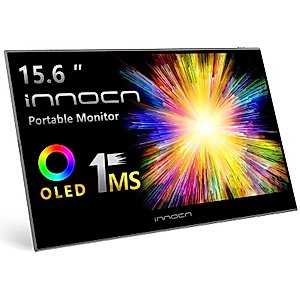 INNOCN 15.6" OLED Portable Monitor Full HD 1080P 100% DCI-P3 1MS 100000:1 USB Computer Monitor Mini HDMI Travel Monitor Photo Video Editing Second Ultra Slim Monitor for Laptop MacBook PC Switch PS