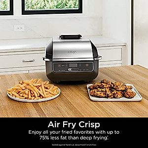 Ninja EG201 Foodi 6-in-1 Indoor Grill with Air Fry, Roast, Bake, Broil, & Dehydrate, 2nd Generation, Black/Silver