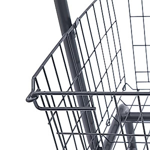 Fetcoi Metal Rolling Laundry Cart Garment Rack, Laundry Hamper Basket Cart with Metal Wire Storage Rack and Hanging Rack on Wheels, Black