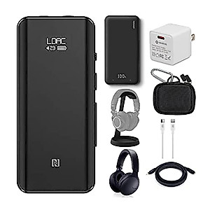 FiiO BTR5 Flagship Portable High-Fidelity Bluetooth Amplifier Bundle with EVA Travel Case, 6000mAh Portable Wireless Accessory (Black), Power Adapter, and USB-C Cable (5 Items)