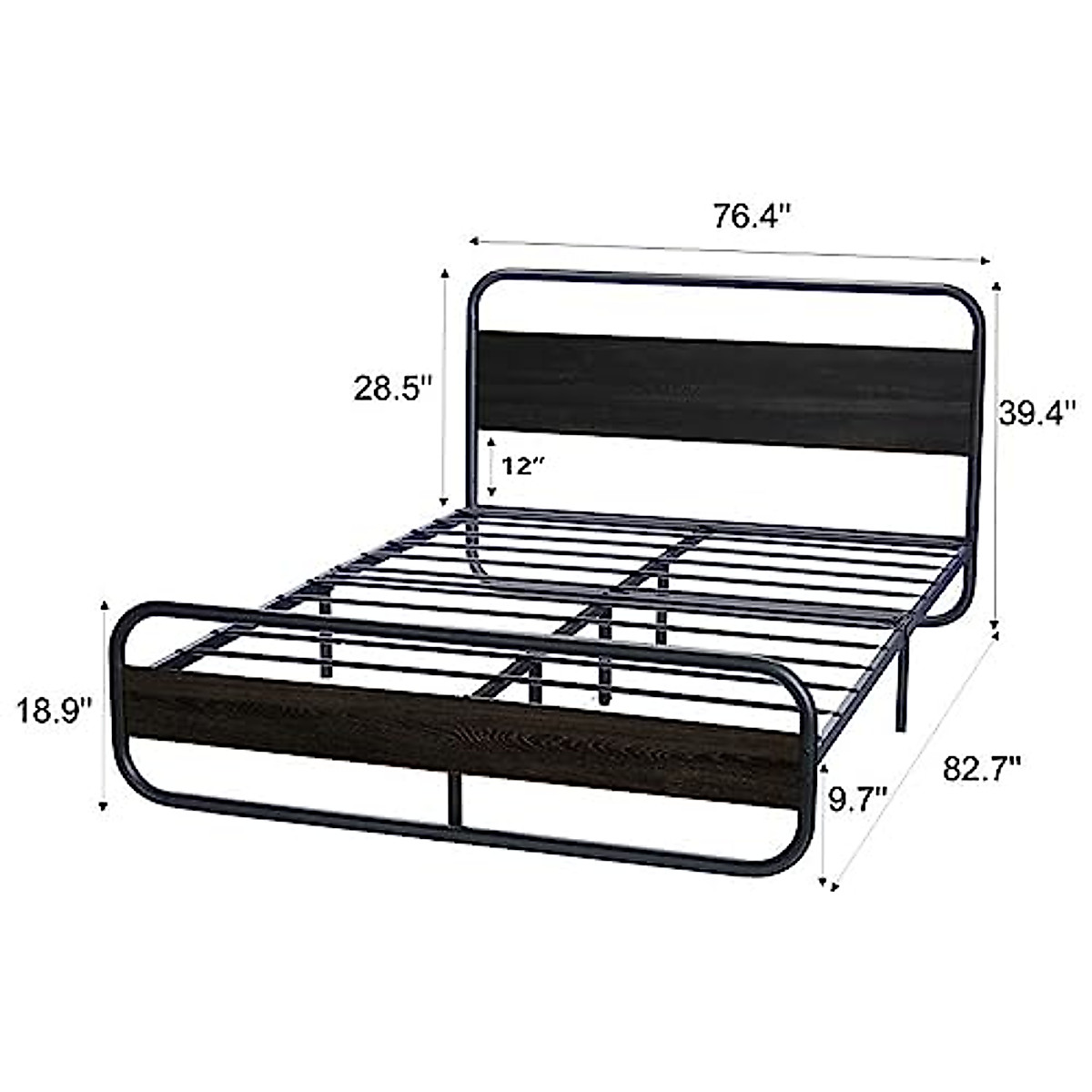 Catrimown King Bed Frame with Headboard LED Bed Frame King Metal Platform Bed Frame King Size Heavy Duty King Wood Platform Bed Frame Under Bed Storage Noise Free No Box Spring Needed
