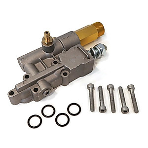 Homelite Replaces Himore Complete Outlet Manifold for Pressure Washer Pump, USES 5 Screws in This Manifold, Including O-Rings, Unloader, Outlet Pipe Chemical Injector
