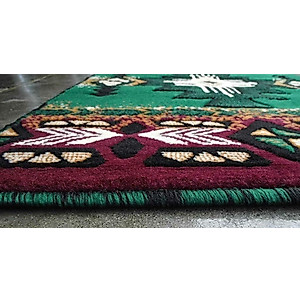 Champion Rugs Southwest Native American Navajo Aztec Tribal Indian Hunter Green Carpet Area Rug (2 Feet X 7 Feet Runner)