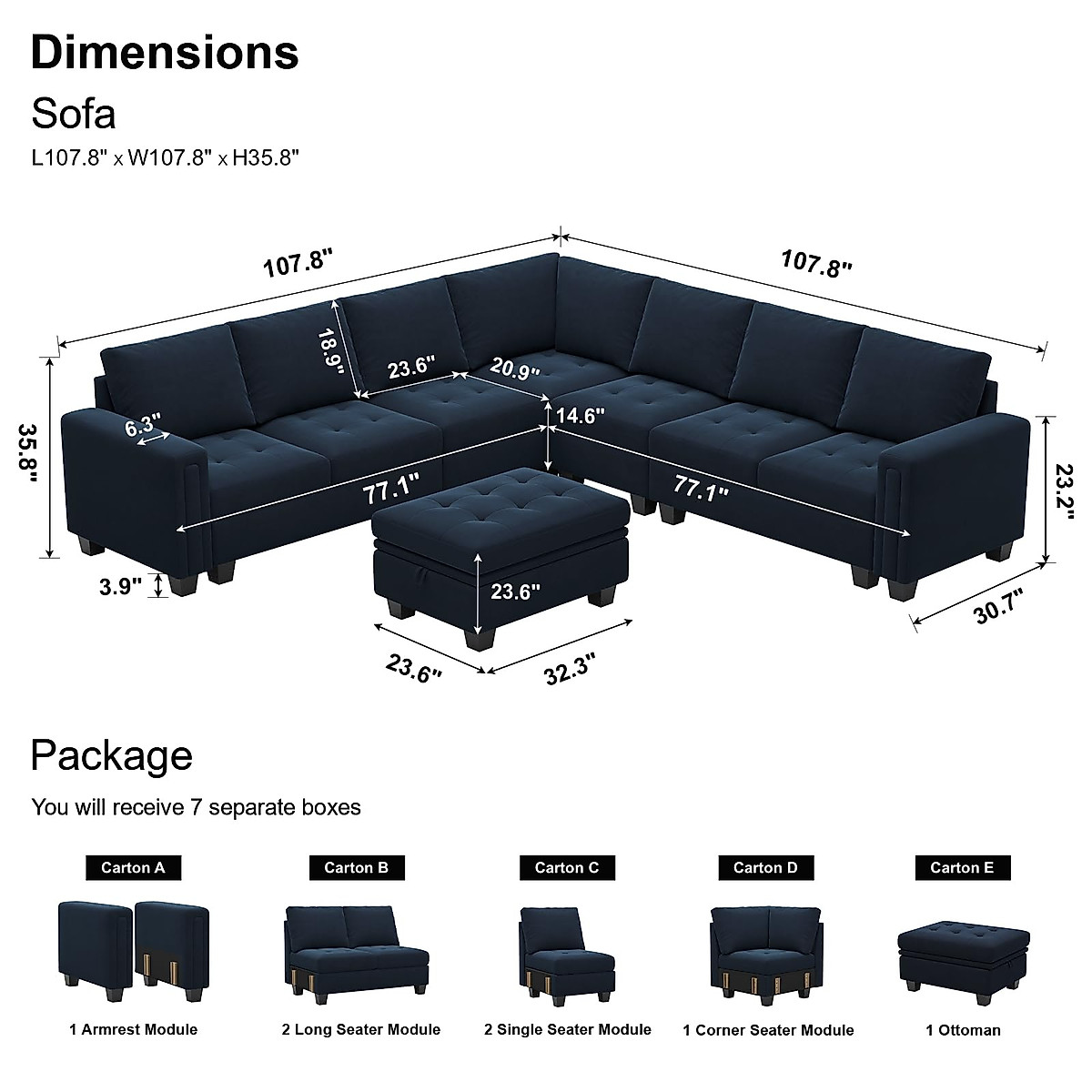 Belffin Convertible Velvet Modular Sectional Sofa Couch with Reversible Chaise L Shaped Sectional Couch with Storage Ottoman Living Room Furniture Sofa Set Blue