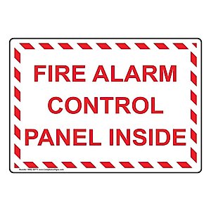 ComplianceSigns.com Fire Alarm Control Panel Inside Safety Sign, 10x7 inch Plastic for Fire Safety/Equipment