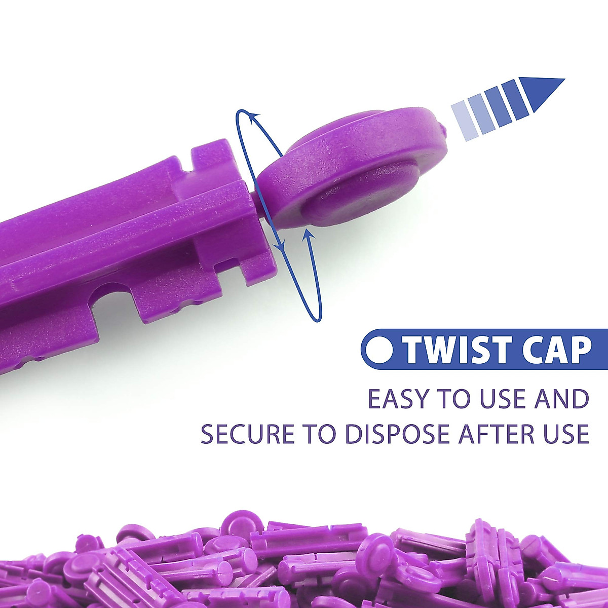 LotFancy Lancets for Blood Testing, 30 Gauge, 100-Count Twist Top Lancets for Glucose Diabetes Testing, Sterile, Disposable, Diabetic Supplies, Blood Sugar Test