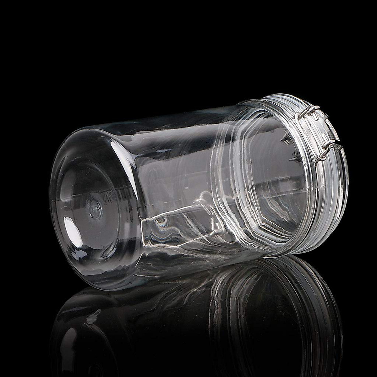 caralin 1500ML Plastic Round Clip Top Storage Jar With Airtight Seal Lid Food Container Pet+Silicone Pad+304 Stainless Steel