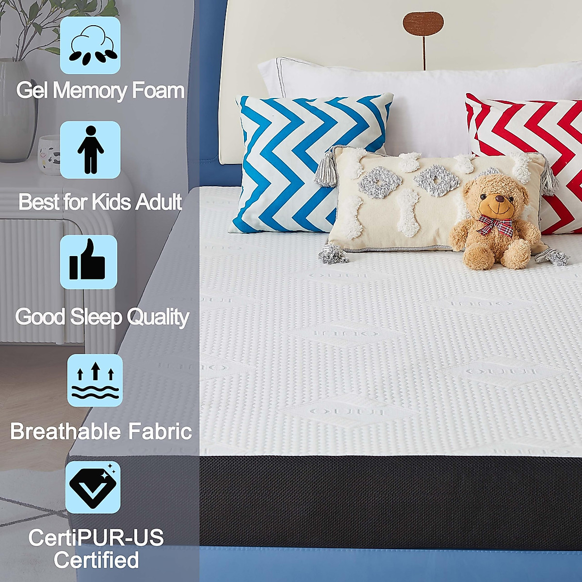 5 Inch, Memory Foam Mattress,Twin,Medium-Firm Waterproof Cover,Bed Mattress in a Box for Kids Adult CertiPUR-US Certified