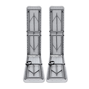 Lakhow 6-Foot Folding Bench White Plastic Folding Training Table, Stackable Indoor and Outdoor Folding Stool, Used for Wedding Backyard Activities, Conference Room Festivals (2-Pack)