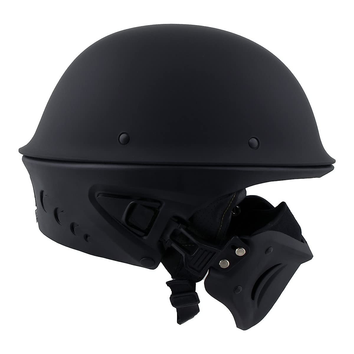 Milwaukee Helmets MPH9830DOT Rascal 3/4 Open Face Flat Black 2 in 1 Motorcycle Helmet Biker - Large