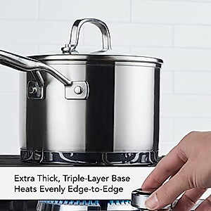 KitchenAid 3-Ply Base Brushed Stainless Steel Sauce Pan/Saucepan with Lid, 3 Quart