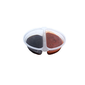 Disposable Two-Compartment Salad Dressing and Condiment Containers with Hinged Llid, (pack of 30,4oz), Perfect for to-go Sauce, Sampling, Travel Snack