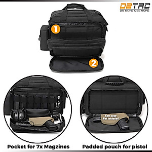 DBTAC Gun Range Bag Deluxe Middle Size | Tactical 2~4 Pistol Shooting Range Duffle Bag with Lockable Zipper for Handguns and Ammo (Black)
