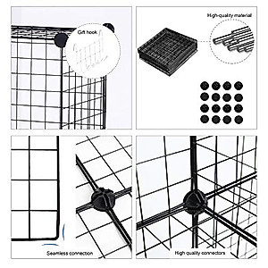 C&AHOME Wire Cube Storage, 8-Cube Organizer Metal C Grids Storage, Storage Bins Shelving, Modular Book Shelf, DIY Closet Cabinet Ideal for Living Room, Home, Office 24.8" L x 12.4" W x 48.4" H Black