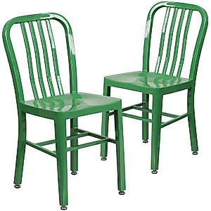 Flash Furniture Gael Commercial Grade 2 Pack Green Metal Indoor-Outdoor Chair