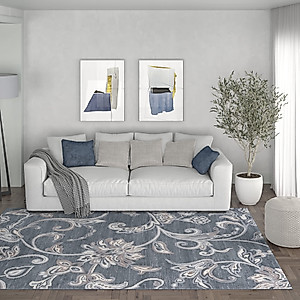 Garland Transitional Floral Dark Gray Rectangle Area Rug, 7.6' x 10'