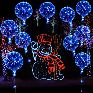 Civaner 12 Packs LED Balloons Light up Balloons for Christmas Party 15 Inch Red Green Blue LED Balloons Bobo Balloons with Lights for Xmas Birthday Party Wedding Decorations(Blue)