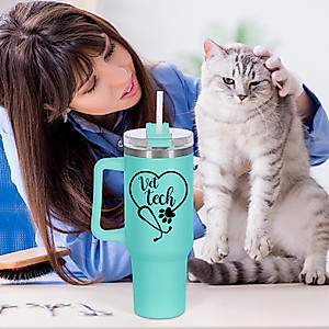 Muwnrol Vet Tech Gift Tumbler, Vet Tech Week Gift for Veterinarian, Veterinary Gift Vet Tech Nurtrition Fact 40 Oz Tumbler with Handle