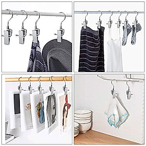 INCREWAY Stainless Steel Laundry Hooks, 8 Pcs Metal Laundry Hanger with Swivel Hooks Portable Clothes Pins Boot Hanging Clips Multifuctional Drying Clip for Hanging Clothes Towels in Home, Travel