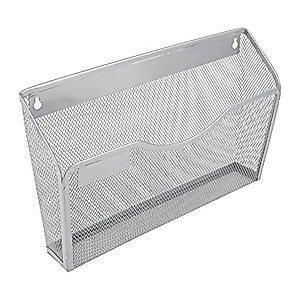 EasyPAG Mesh Wall File Holder 3 Pockets Hanging File Folder Organizer for Home and Office with Nametag Label, Silver