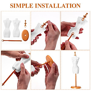 Mini Size Female Mannequin Torso, 4Pcs Mini Doll Dress Form Manikin Body with Base Stand for Sewing Dressmakers Dress Jewelry Display, Black&White, 25x7.5cm/9.82x2.95inch,(Mixed Style,Mini Size) MINI