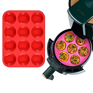 CAKETIME 12 Cups Muffin Pan, 7 Cups Muffin Pan for Air Fryer with Handles