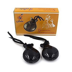 Jale Pollopas Flamenco Spanish Castanets - Black Plastic Castañuelas for Adults and Kids - Beginner Castanets Spanish Percussion Musical Instrument by Ole Ole Flamenco (T6)