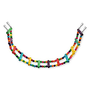 DS. DISTINCTIVE STYLE Bird Ladder Toys Coloured Flexible Parrot Swing Bridge Wooden Cockatiel Cage Hanging Climbing Ladder (27.6 in (12 Steps))