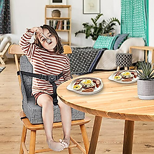 Toddler Booster Seat for Dining Table, Booster Seat for Table, 12.6x3.34 Inch Portable High Chair for Travel, HOSEASCA Compact Lightweight Travel Booster Seat with Adjustable Straps for Baby(Grey)